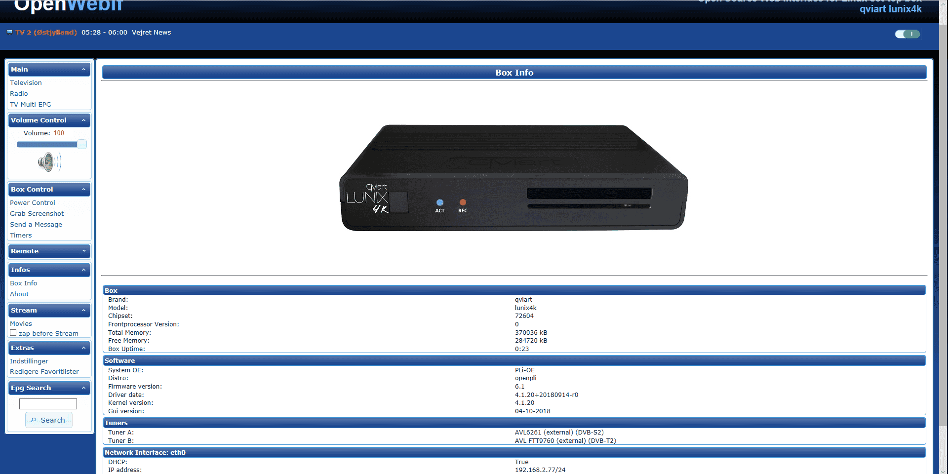 Qviart Lunix 4K DVB-T/T2/S/C E2 TV Box