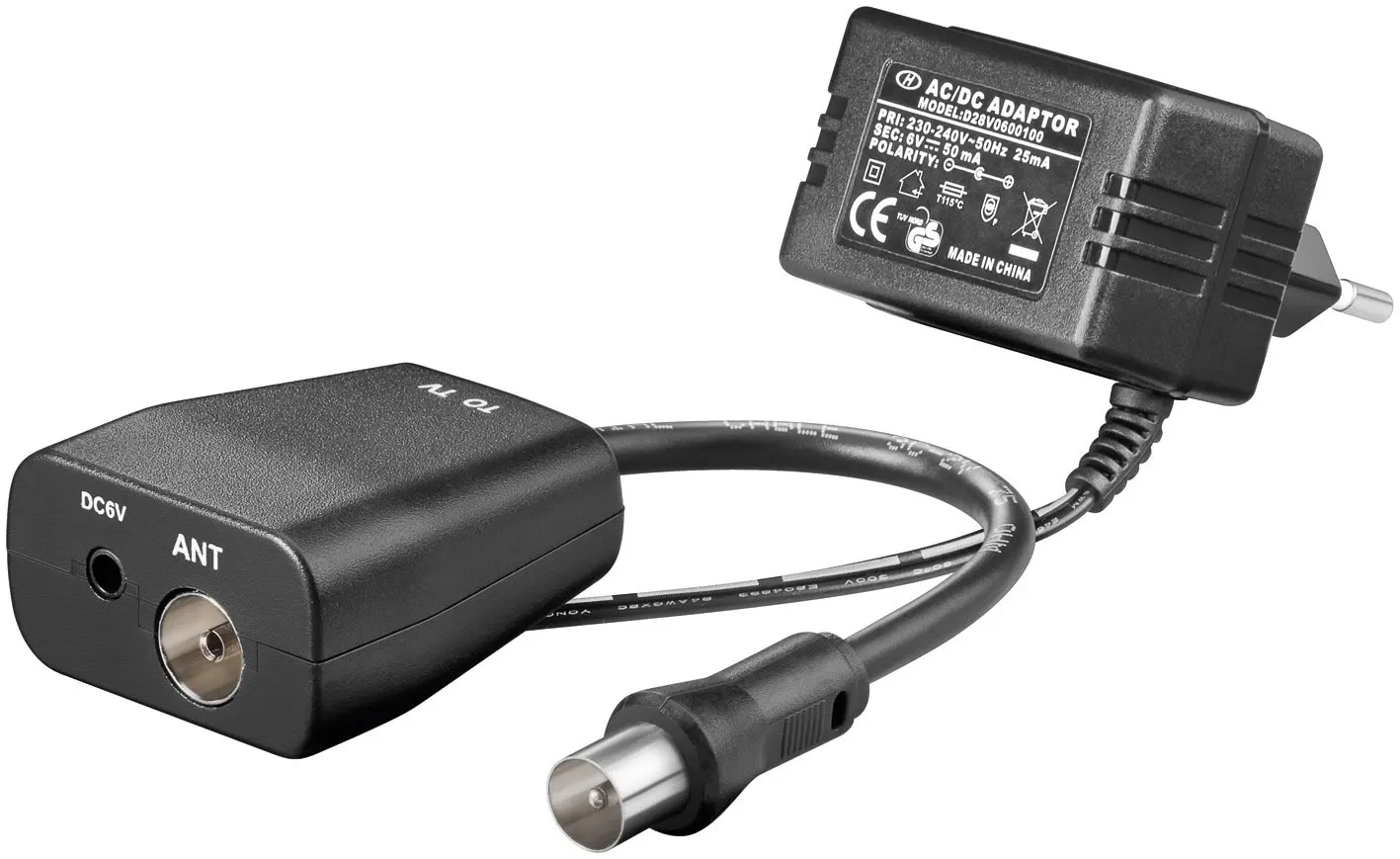 DC-power inserter for DVB-T2 antenna