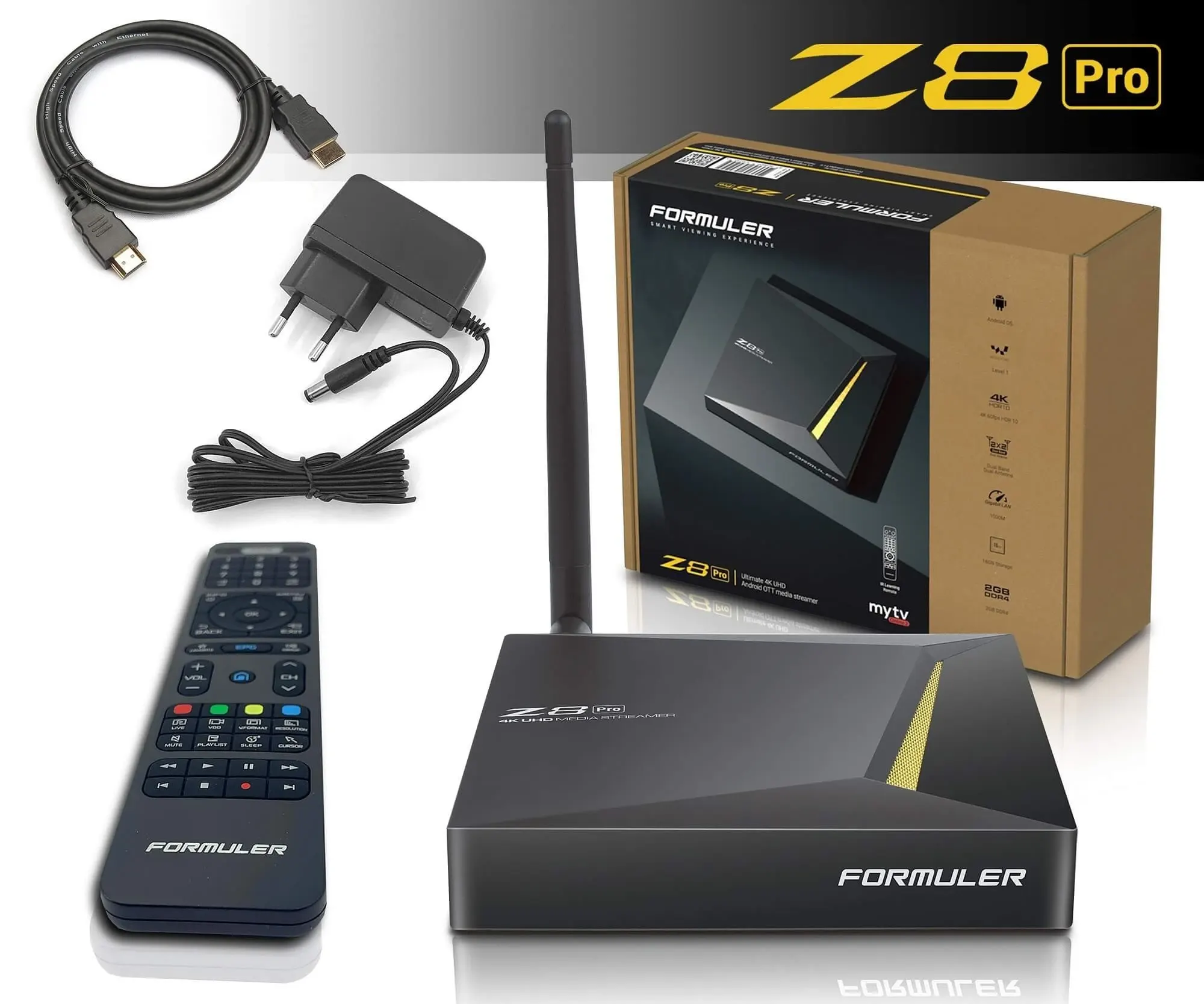 Formuler Z8 Pro 4K UHD IPTV Boks Android 7 H.265 2 GB RAM 16 GB Fla...